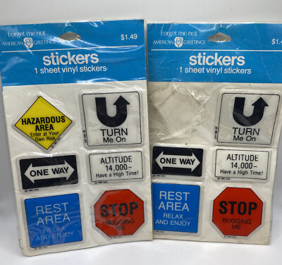 VTG 1982 American Greetings Puffy Vinyl Stickers Road Signs Funny ...