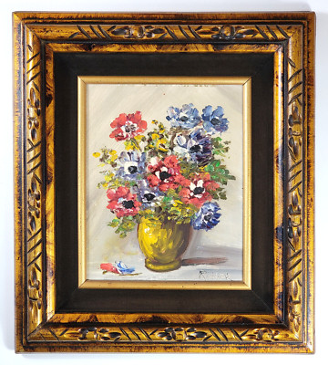 Original Signed Leo Ritter Still Life, Framed Floral Oil Painting, 14. ...
