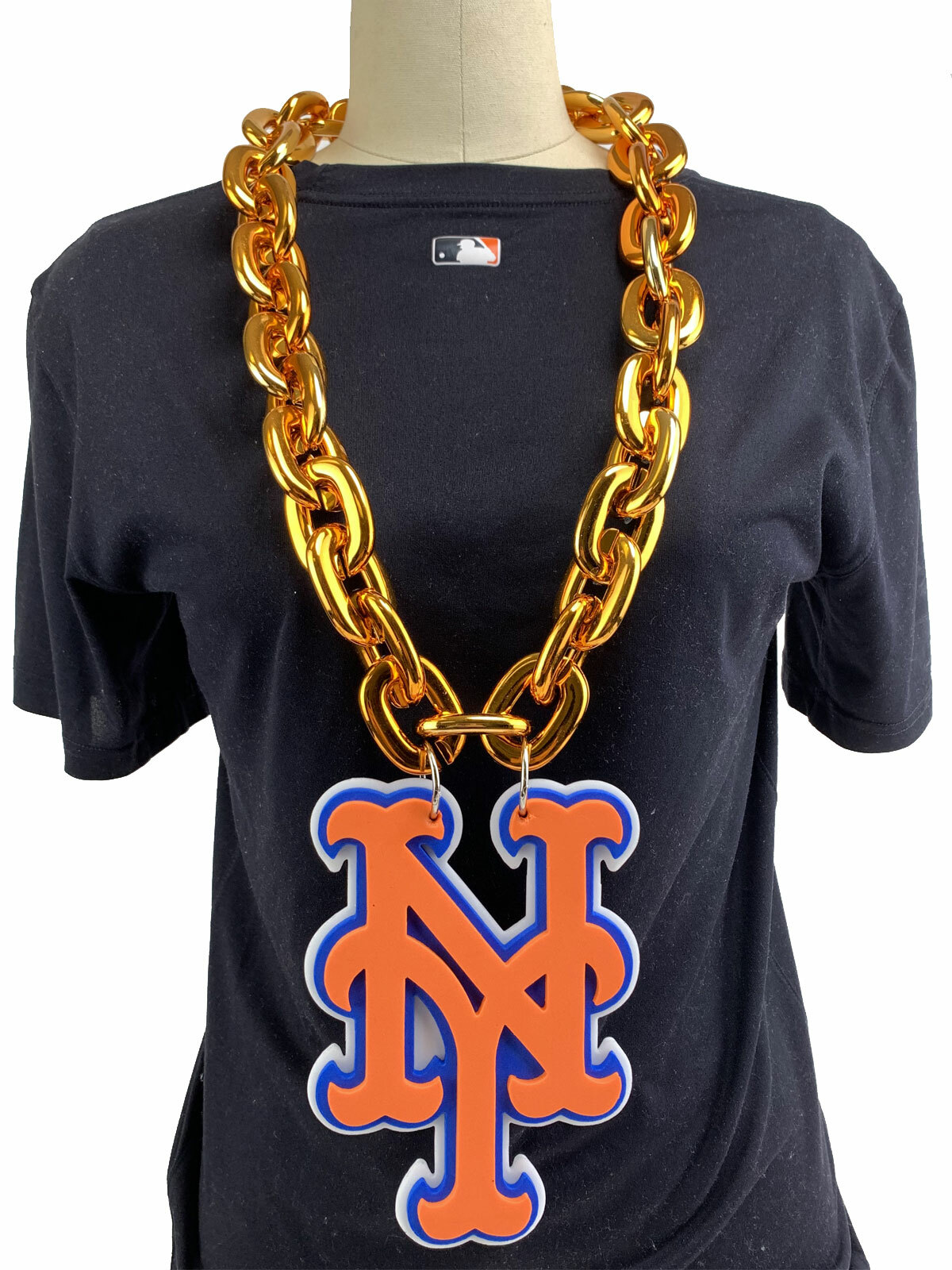 New MLB New York Mets ORANGE Fan Chain Big Necklace Foam | eBay