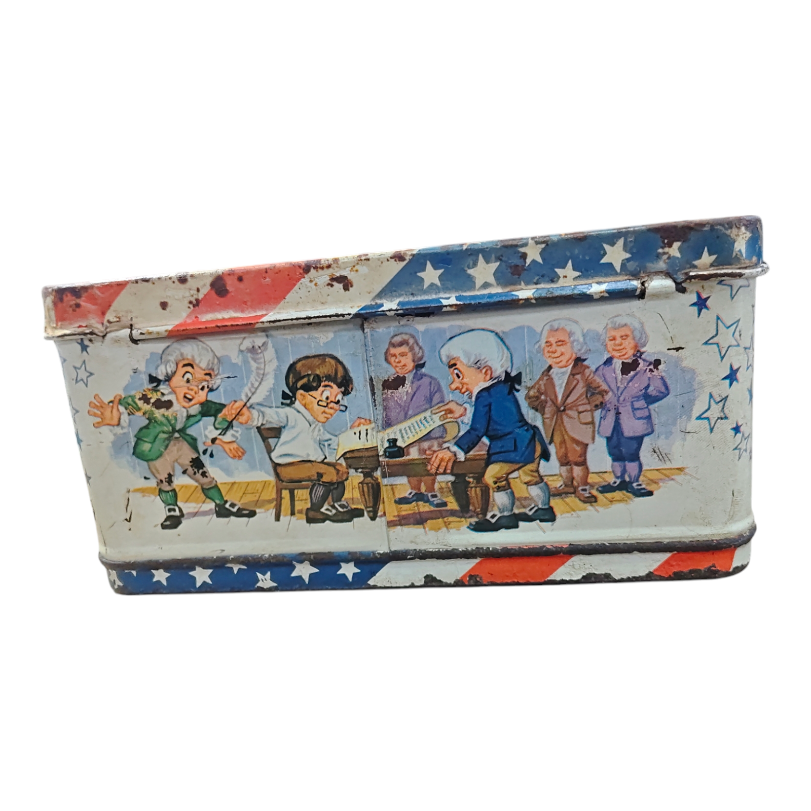 Vintage Old Antique Iron Multi-Color Embossed Back In 76 Lunch Box ...