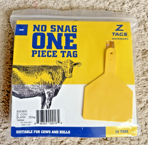 Z Tags Z1 No-Snag-Tag Blank Livestock ID Ear Yellow - 22 count - 3" x 4 ...