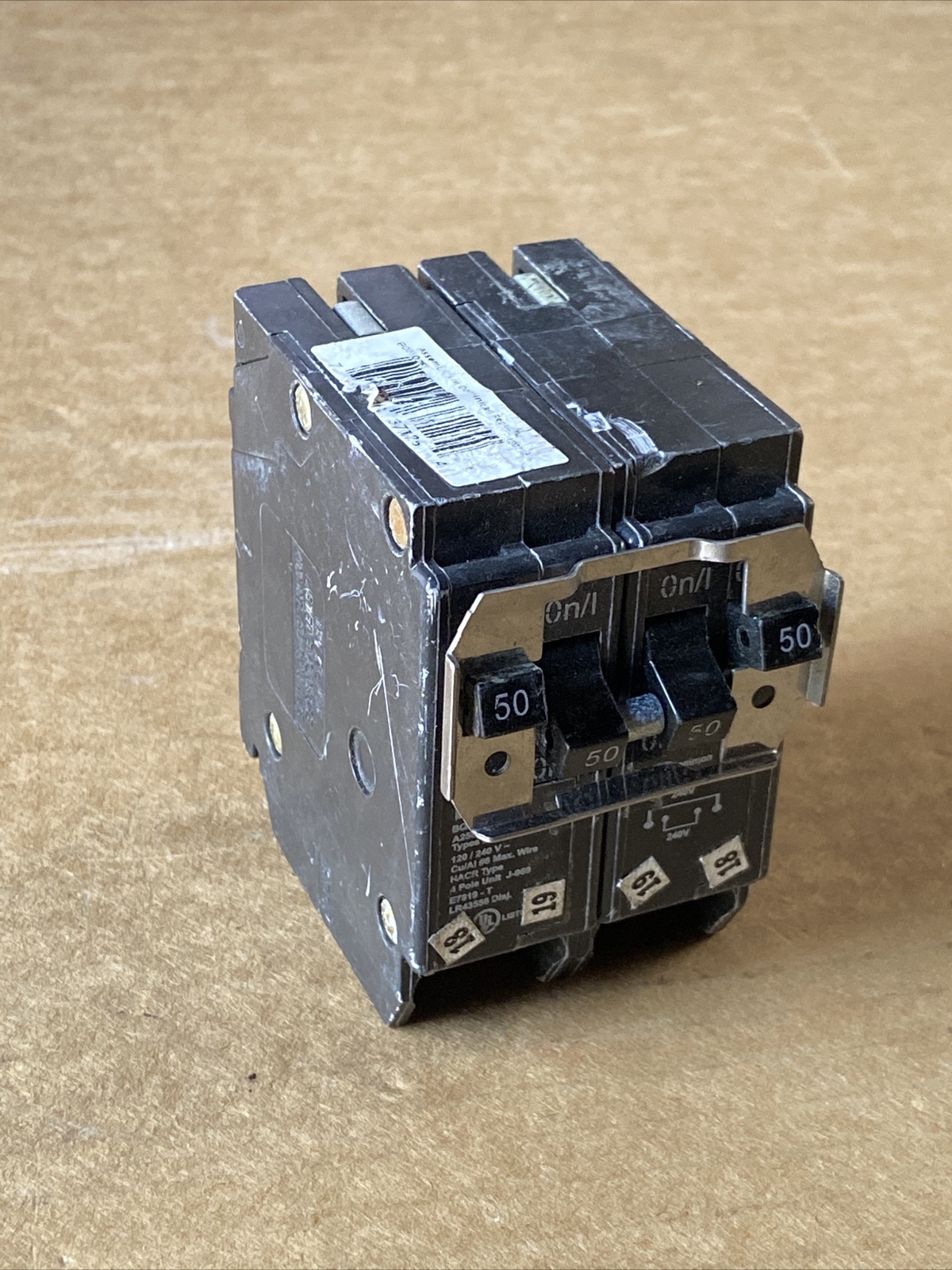 Eaton BQ250250 50Amp/50Amp Double Pole Independent Trip Quadplex ...