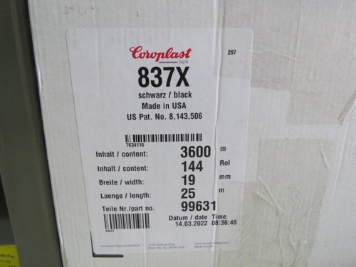 coroplast 837X-19-25-BLK Qty of 6 per Lot 19mm x 25m Automotive ...