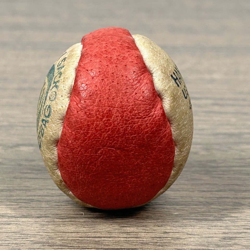 Vintage Hacky Sack Official Footbag Leather 2 Panel Red & White Hand ...