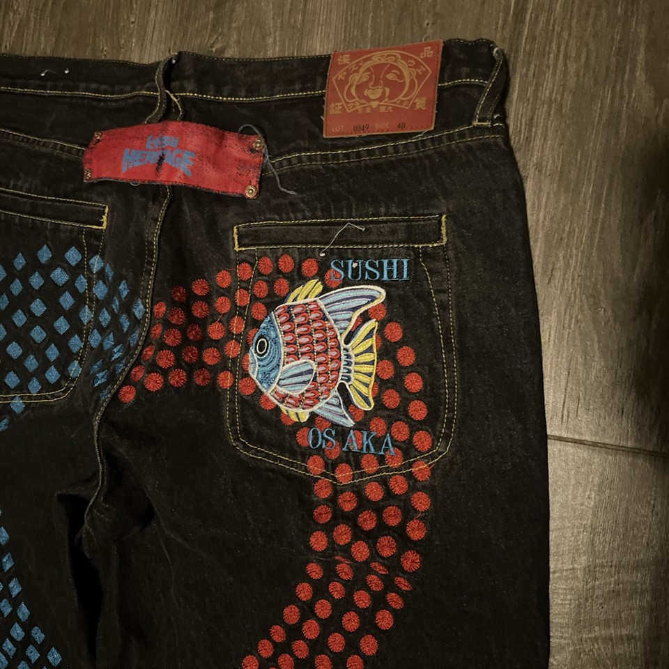 Men’s Evisu Sushi Os Aka Vintage Button fly Jeans Size 40 | eBay