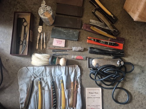 antique vintage barbers kit straight razor hone kit shaving | eBay
