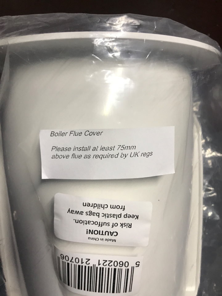 Gas Boiler Flue Rain Cover Guard Outlet Shield White Plastic incl ...
