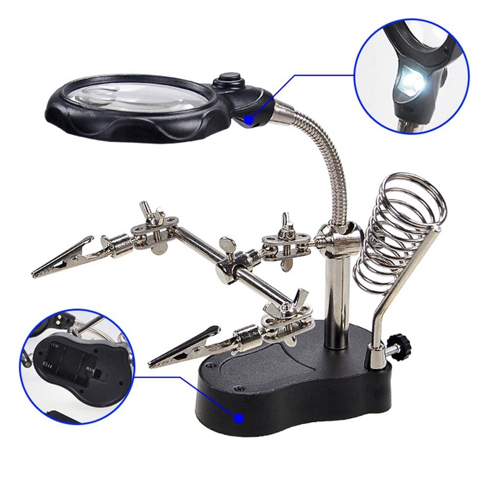 Soldering Iron Table Bracket with Welding Magnifying Glass Digital7655 ...