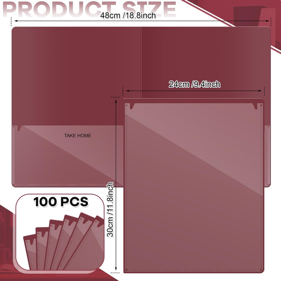 100 Pcs Folders Take Home Heavy Duty 2 Pocket Homework Folder for ...