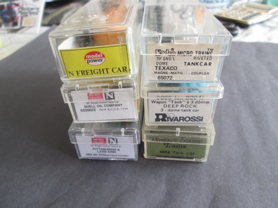 6 N SCALE TANK CARS HUDSON'S BAY TEXACO SHELL DEEP ROCK P & LE CELANESE ...