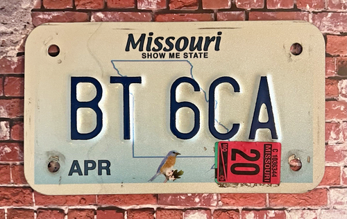 2020 Missouri "Bluebird" Motorcycle License Plate BT 6CA | eBay