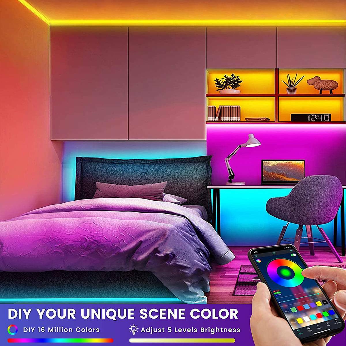 RGB LED Strip Lights 5050 USB TV Lighting Multicolor APP Bluetooth ...