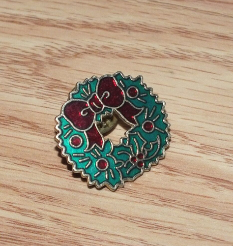 Vintage Red & Green Gold Tone Christmas Holiday Door Wreath Collectible ...