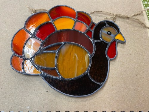 Handmade Turkey Stained Glass Suncatcher Window/Wall Thanksgiving/ Fall ...