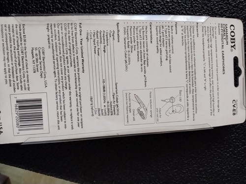 Coby CV-E8 Hi-Fi Digital Earphones Wired Mini Earbuds -w/volume control ...