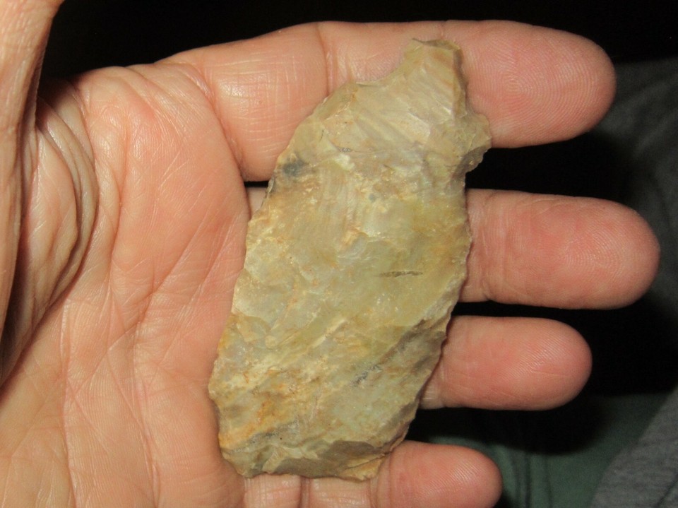 WELL USED AUTHENTIC MISSOURI STEMMED BEVELED KNIFE ARTIFACT SPEAR STONE ...