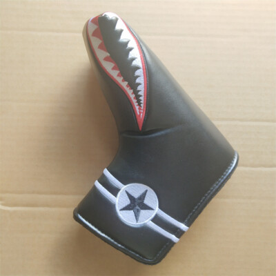 Black Pu Leather Shark Putter Head Cover Magnetic Golf Blade Club ...