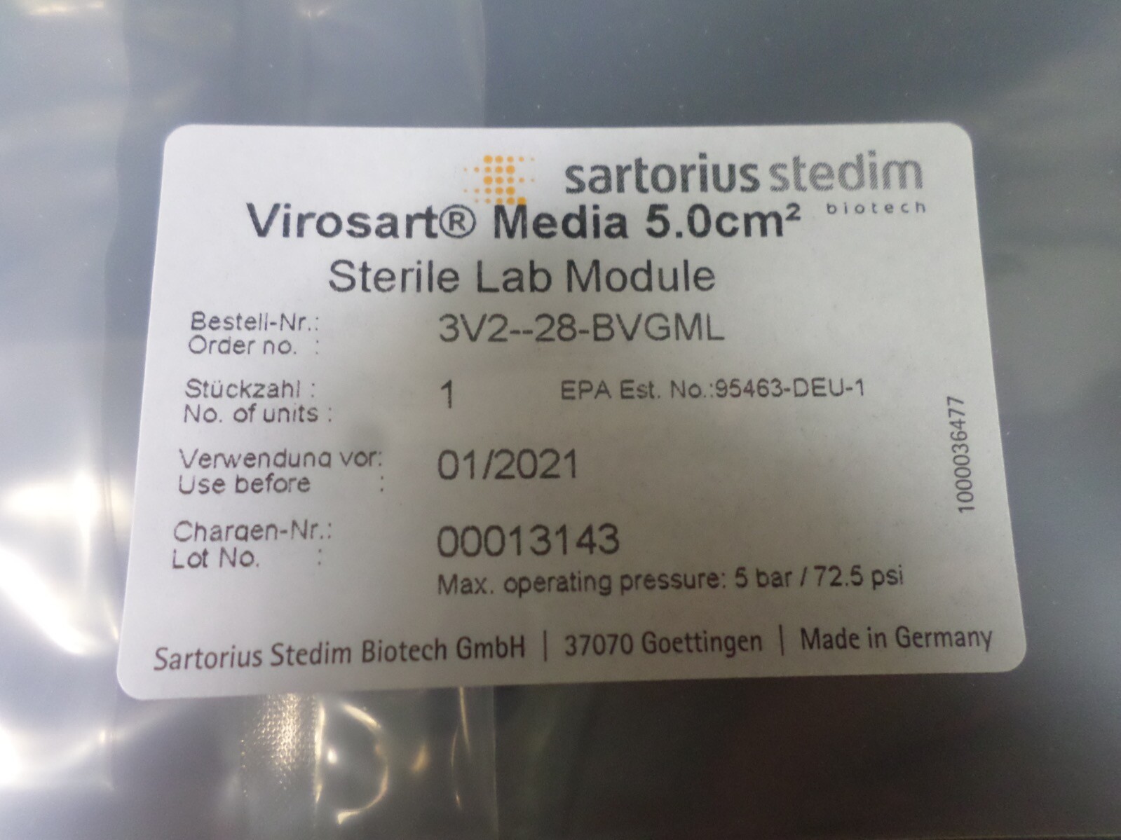 SARTORIUS Virosart Media Lab Module Sterile 5.0cm² 3V228BVGMLV (2/Pack ...