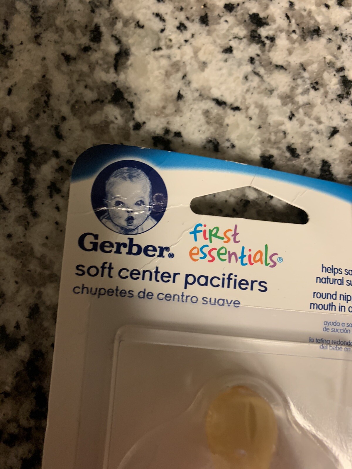 4 Gerber First Essentials Soft Center Latex Pacifiers 0m Helps Reduce ...