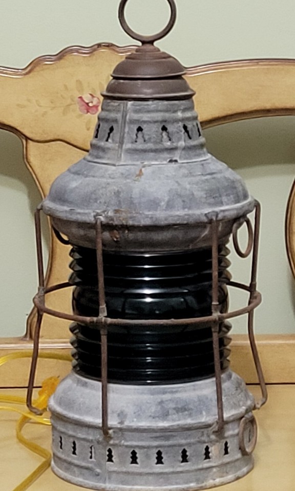 Large Blue/Green Marine Light 360 Degree Fresnel Lens Lantern ( Perko ...