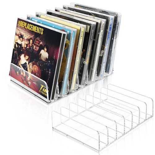 2 Pack Clear Acrylic CD/DVD Display Rack Storage Box Vinyl Record Stand ...