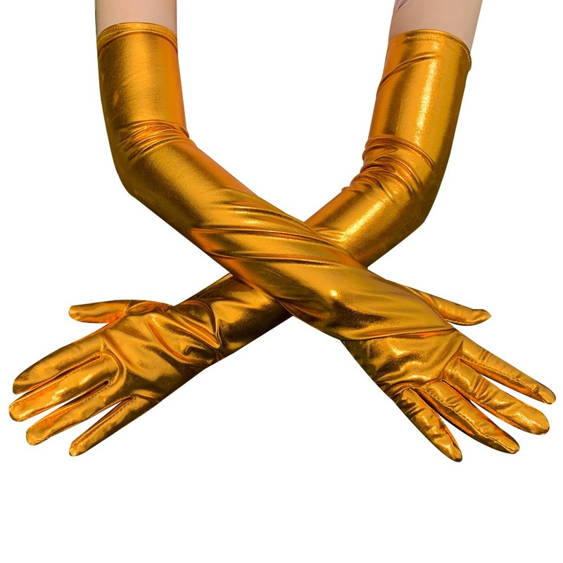 Vintage Style Fake Leather Long Tight Gloves for Prom Dance Performance ...