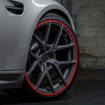 8M Red Trim Strip Car Rim Protection Wheel Hub Ring Moulding Decoration ...