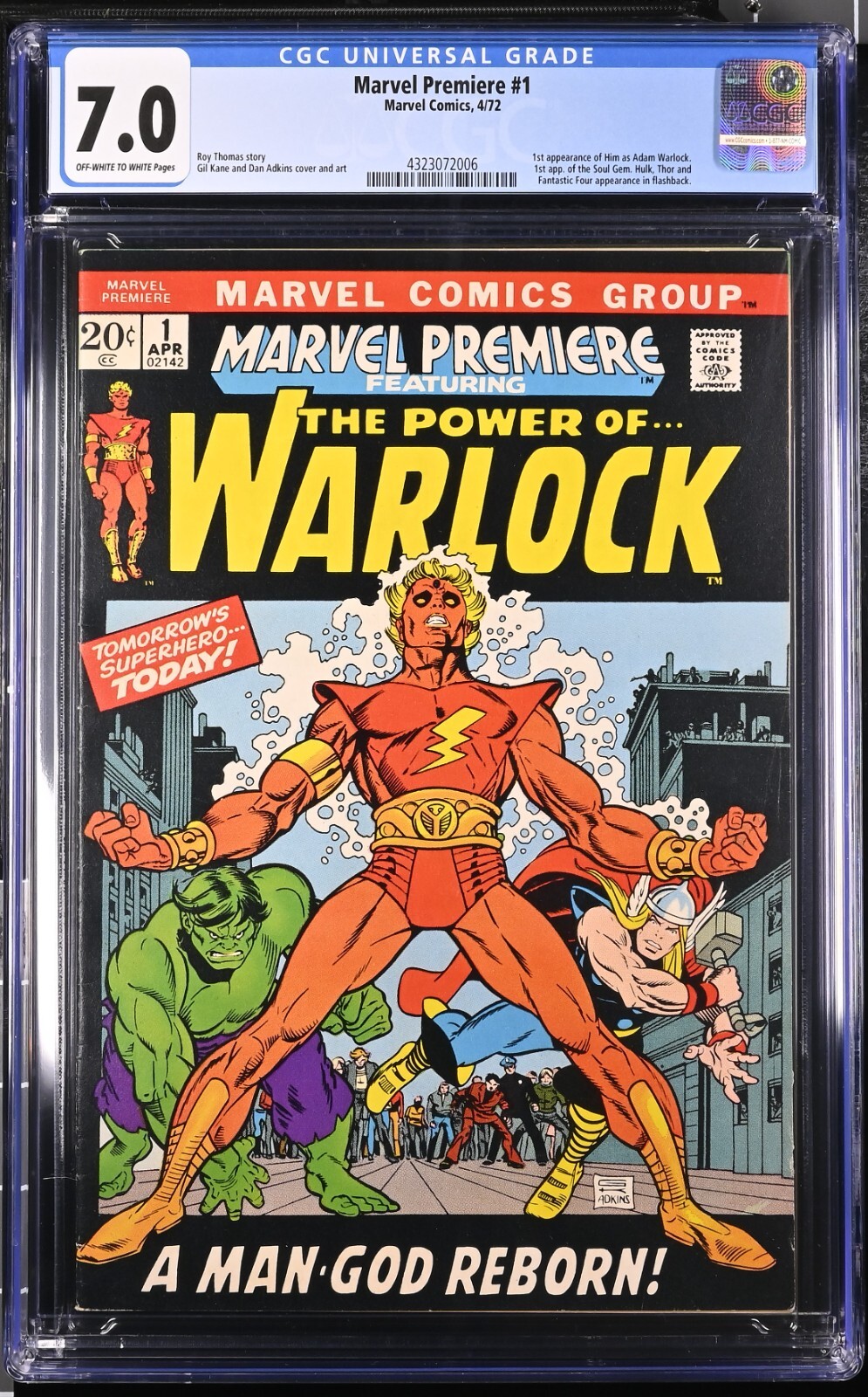 1972 Marvel Premiere 1 CGC 7.0 1st Appearance of HIM as Adam Warlock ...