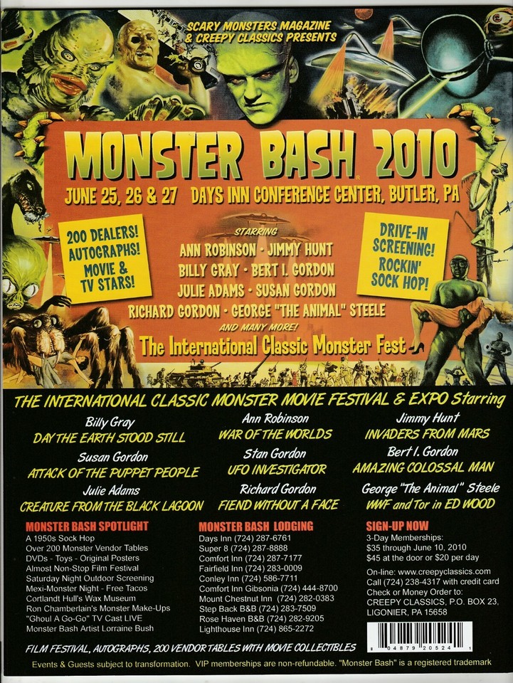 MONSTER BASH MAGAZINE #10 2009 NM 9.4 UNREAD CREEPY CLASSICS KING ...