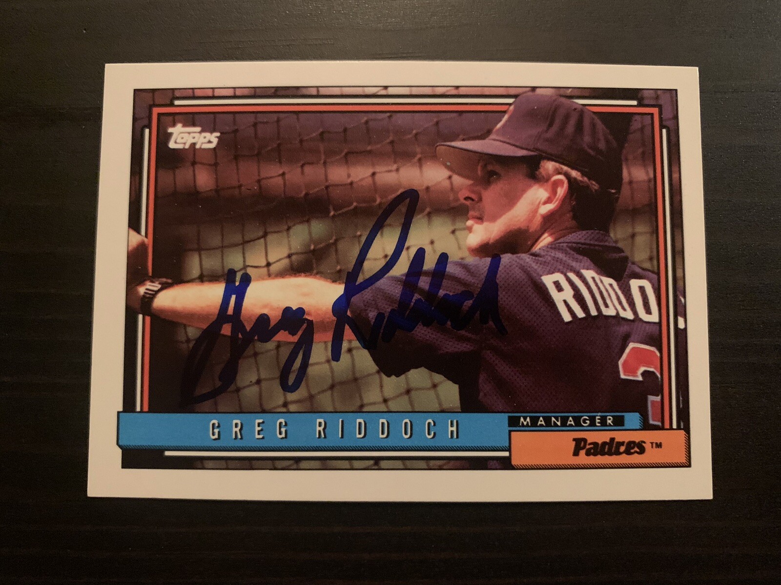 1992 Topps #351 Greg Riddoch San Diego Padres Signed Card Autographed ...