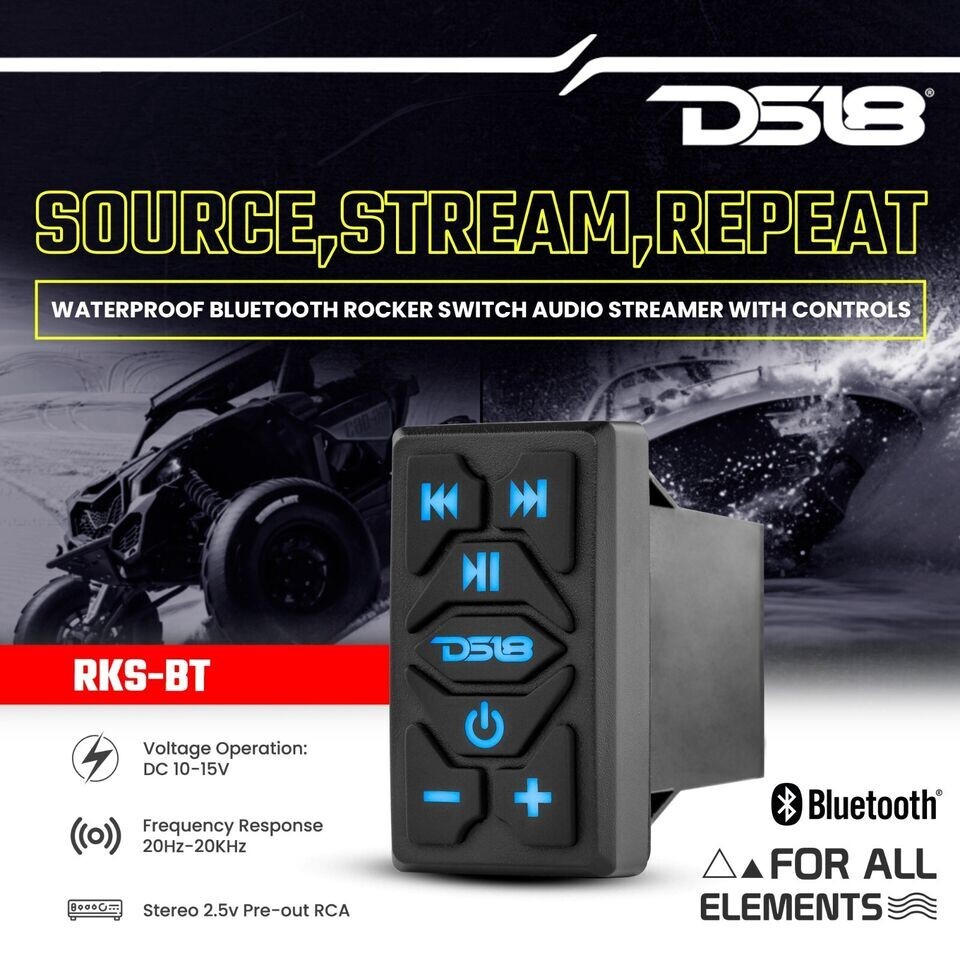 DS18 Waterproof Bluetooth Rocker Switch Audio Streamer Receiver ...