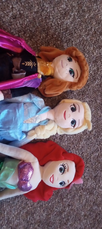 Disney Princess Plush TY Doll lot Frozen The Little Mermaid Elsa Ana ...