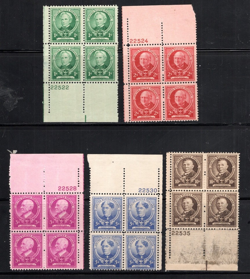 US Stamp Scott #859-893, Famous Americans, Complete 35 Plate Blocks MNH ...