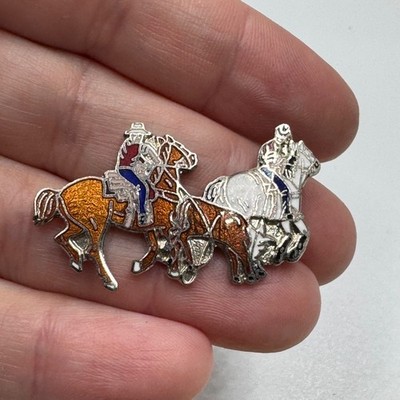 Vintage Rodeo Team Roping Cowboys On Horses Enamel Lapel Pin Event ...