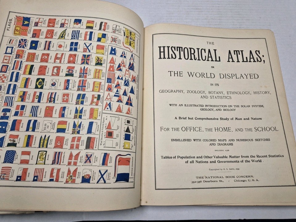 Historical Atlas Of The World Displayed Smith 1896 Hardcover Maps ...