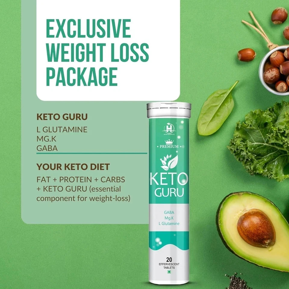 Keto Guru 20 Effervescent Tablets For Men & Women, Vitamin B1-Weight ...