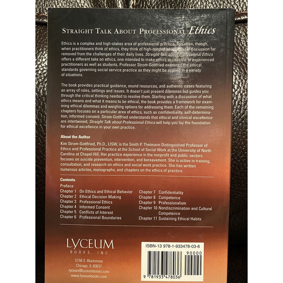 Straight Talk About Professional Ethics By Kim Strom Gottfried | eBay UK