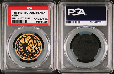 PSA 10 GEM MT Onix Japanese Nivi City Gym Theme Deck Coin Promo 1998 ...