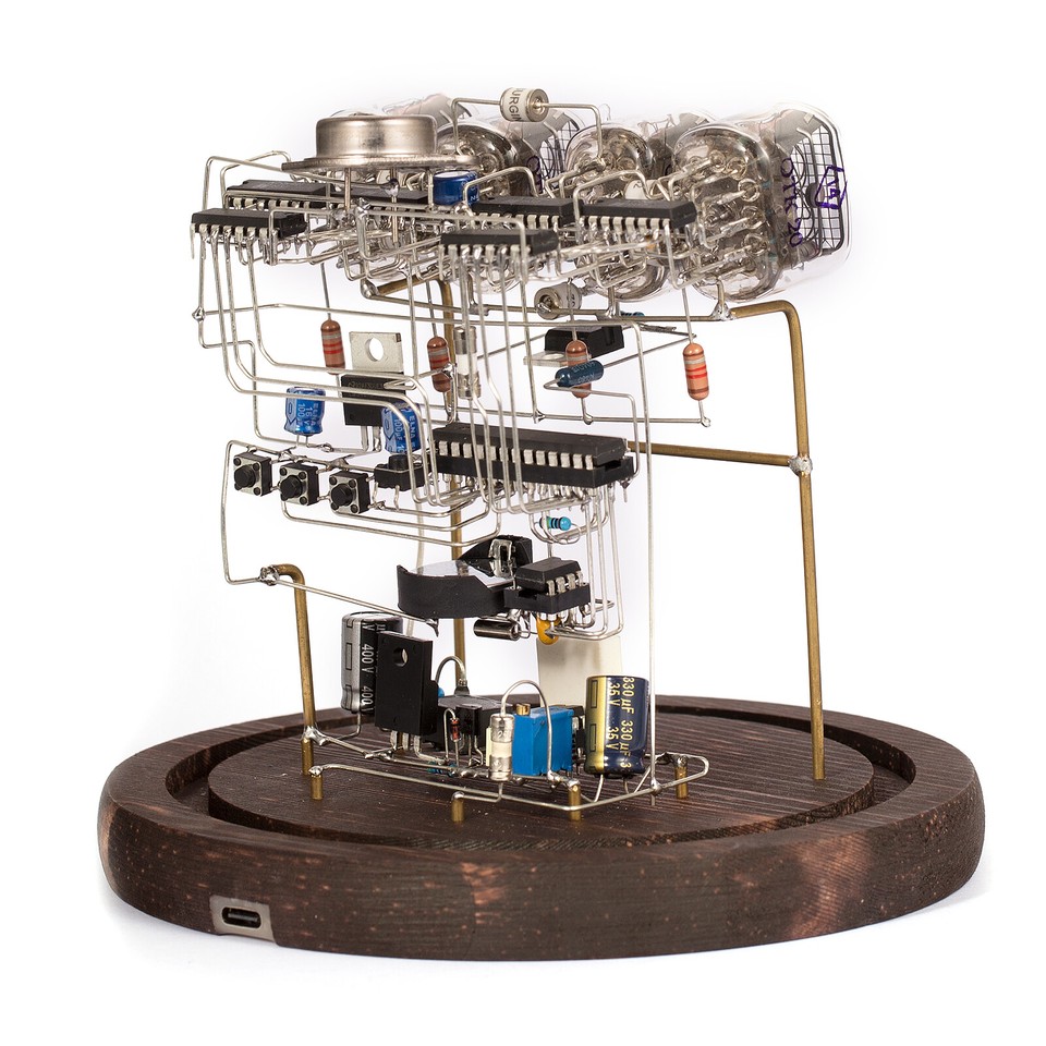 Vintage IN-12 Nixie Tube Clock Kit with Tubes w/Round Glass Case Home ...