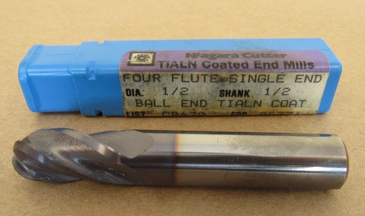 NIAGARA CUTTER END MILL 1/2" 1/2X1/2X2-1/2X4 4FL CENTER CUT SOILD ...