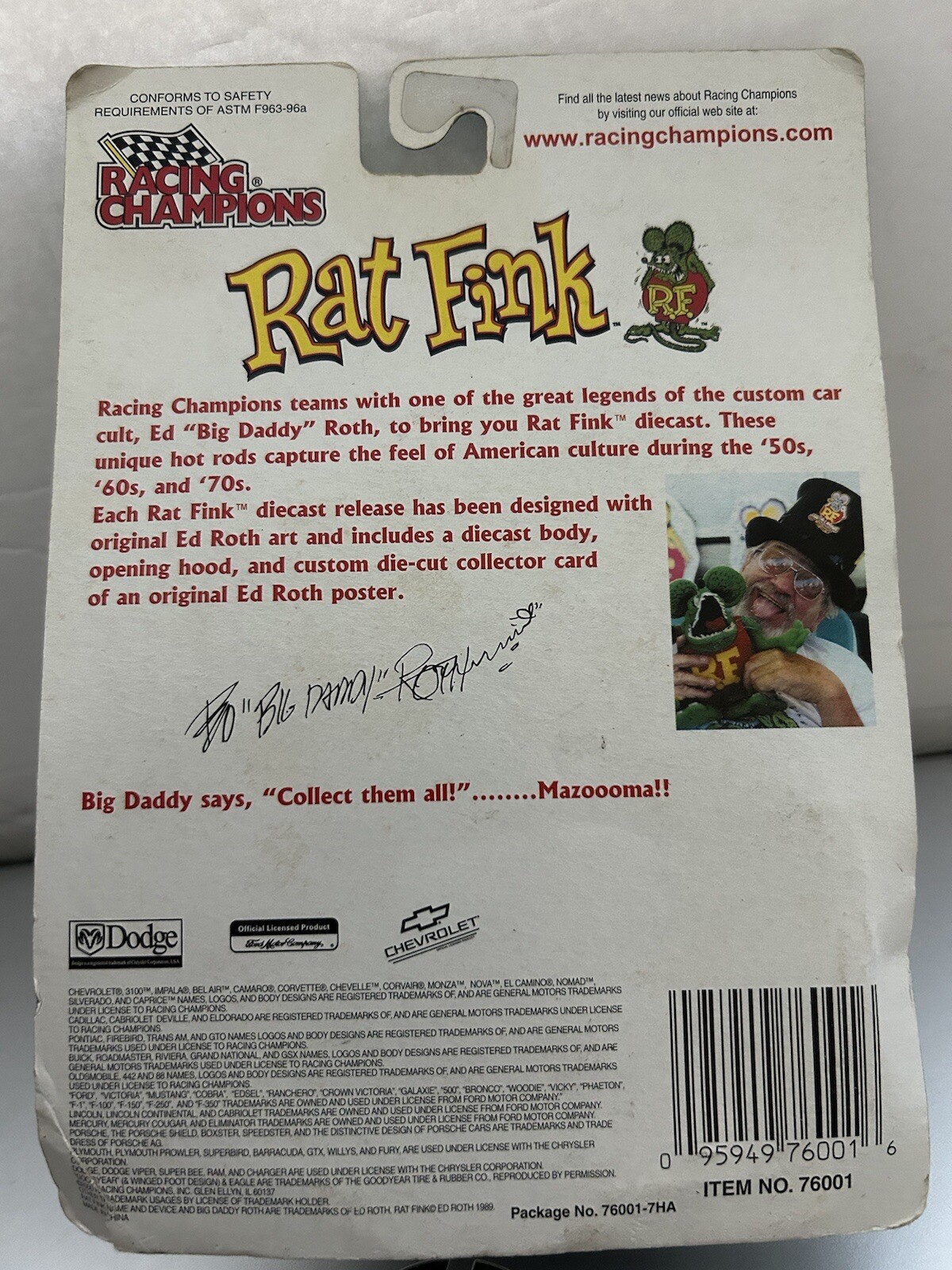 Rat Fink Racing Champions Die Car #76001 Flaming Hair Mach 2 Ed Roth n ...