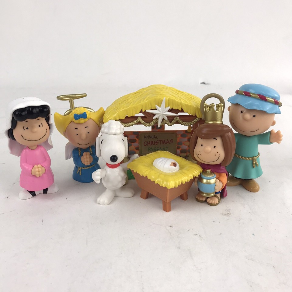 Peanuts Christmas Pageant Nativity Figures Deluxe 7 Pieces | eBay