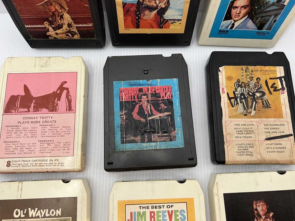 Vintage 8 Track Storage Case Holds 12 Tapes Faux Brown Leather + 9 ...