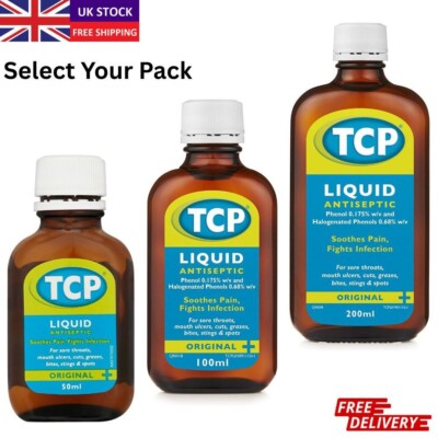 TCP Original Antiseptic Liquid 50ml 100ml 200ml | Wound Care, Mouth ...