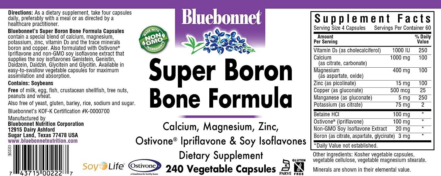 BlueBonnet Super Boron Bone Formula Vegetarian Capsules - 240 Count | eBay