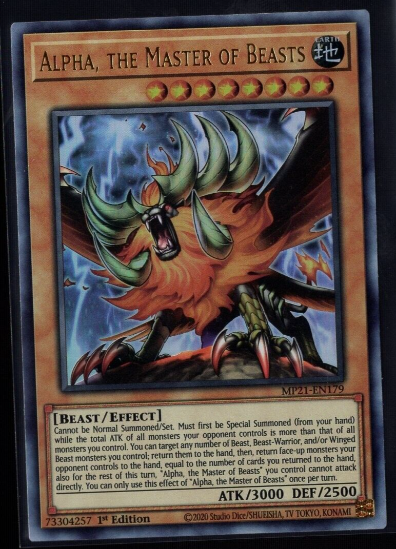 Alpha, The Master Of Beasts MP21-EN179 1st Edition Ultra Rare Yugioh ...