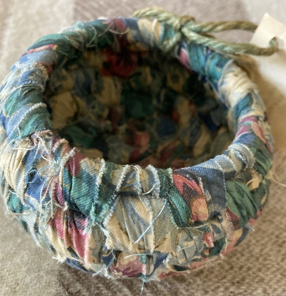 Rag Lady -Mini Woven Cloth Stiff Rag Basket 4” Wide 3” Tall Rustic ...