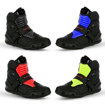 Men Waterproof Motorcycle Racing Shoes Black Leather Motorbike Boots CE ...