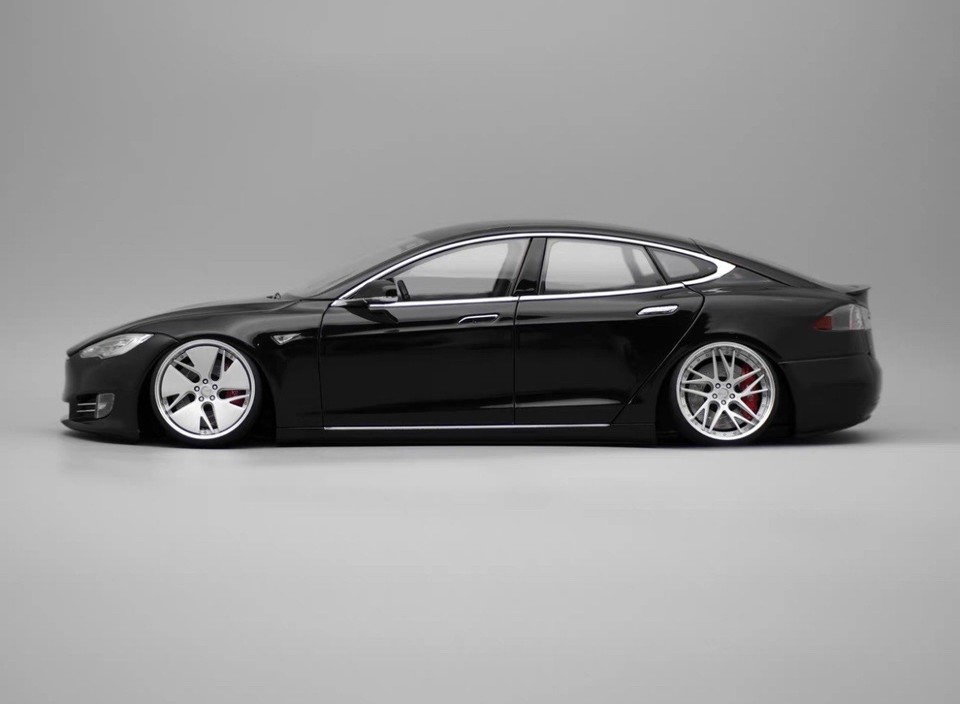 1:18 Tesla Model S Modified Diecast – Black Sedan | Custom Lowered | eBay