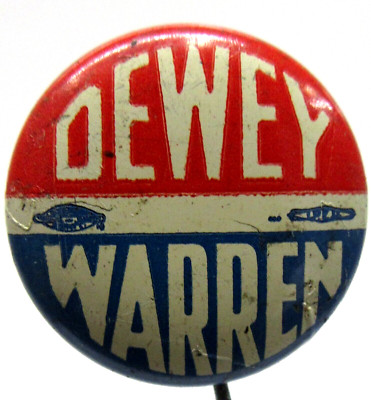 1948 DEWEY WARREN President 7/8" tin litho pinback button yz | eBay